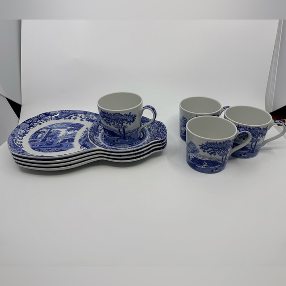 Spode | Dining | Spode Blue Italian Tea Toast Snack Plates Wmugs Set Of ...